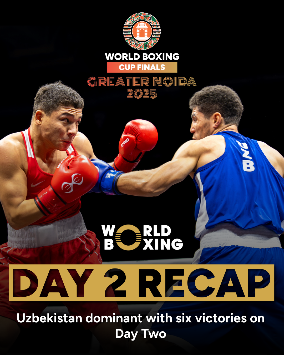 Dominant Uzbekistan win six out of seven on second day of action at World Boxing Cup Finals ...